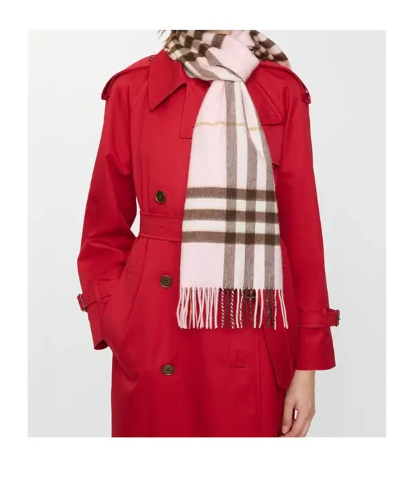 Burberry Checked Fringed-edge Scarf - Pink