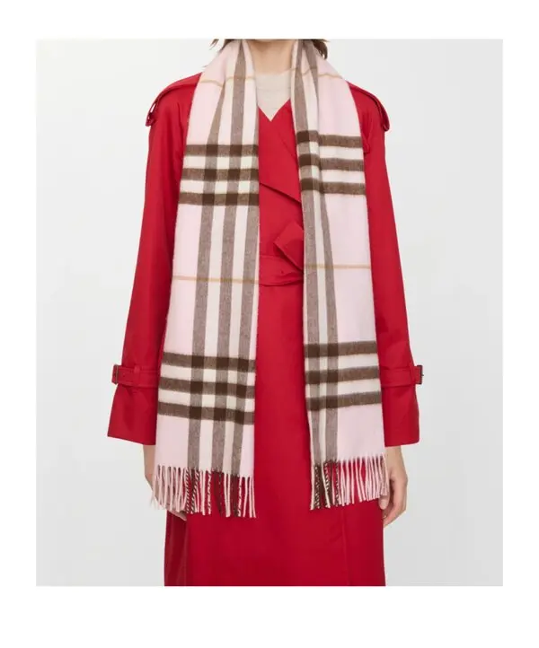 Burberry Checked Fringed-edge Scarf - Pink
