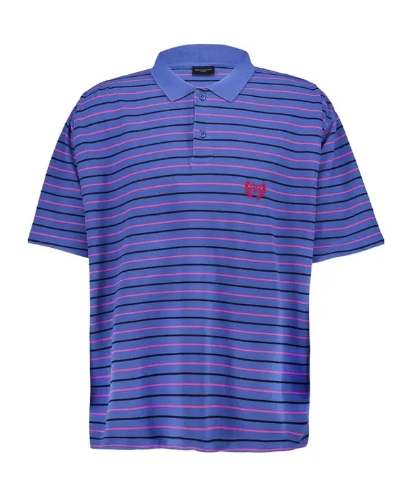 Balenciaga Laurel Classic Pique Striped Polo Shirt - Blue