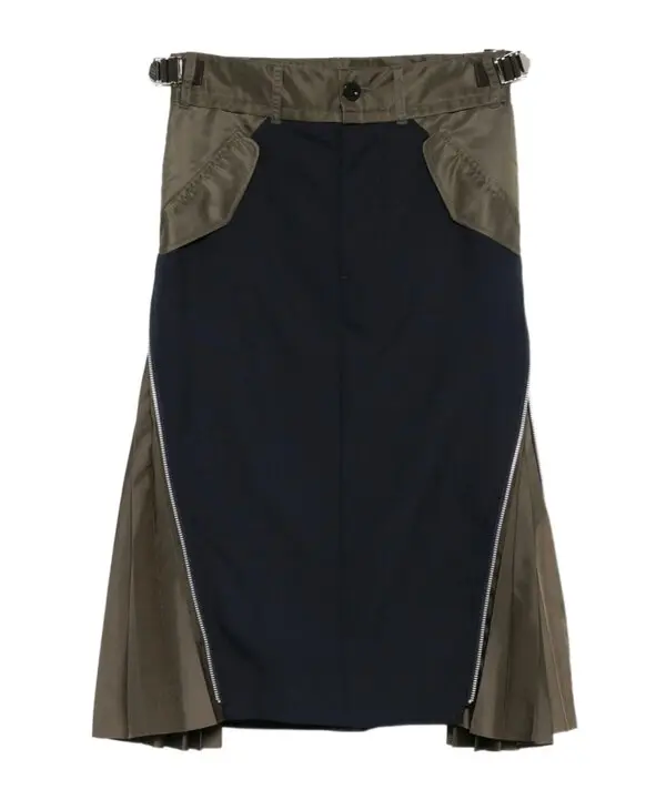Sacai Panelled Pleated Midi Skirt