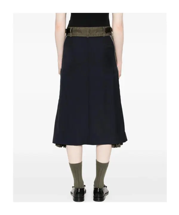 Sacai Panelled Pleated Midi Skirt