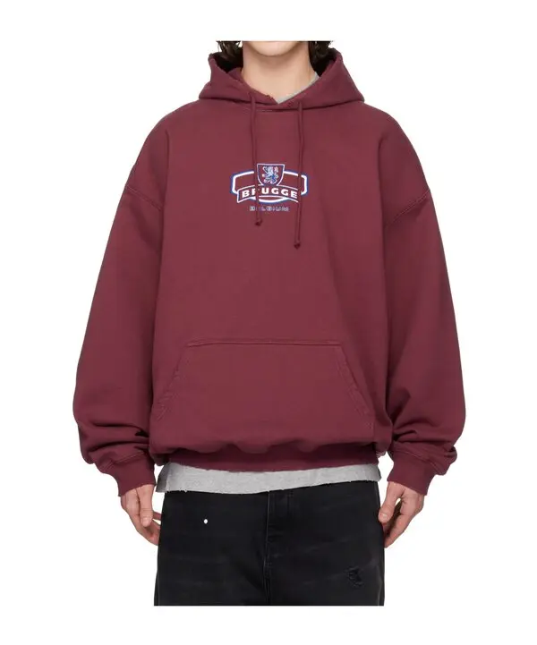 Vetements Brugge Touris Long-sleeve Hoodie - Washed Wine Red
