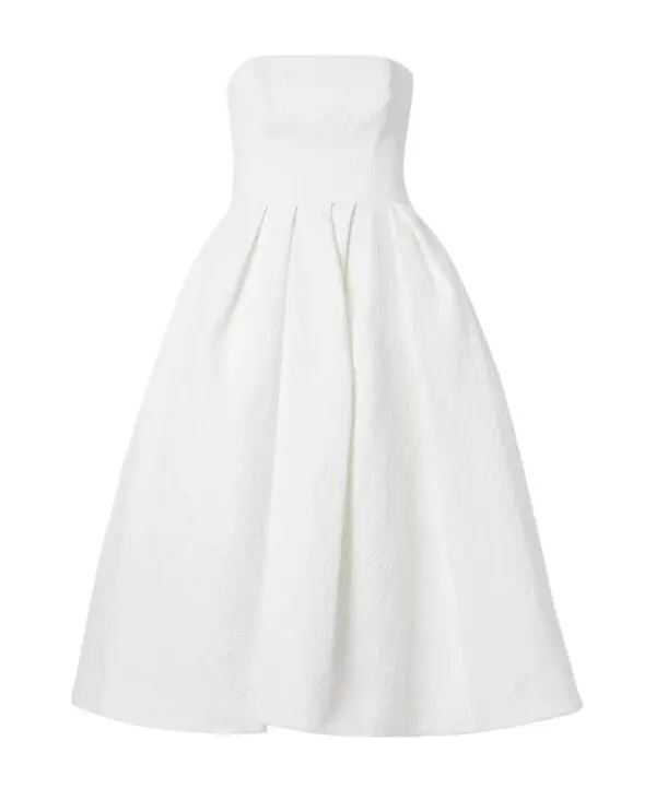 Carolina Herrera Strapless Corset Midi Dress