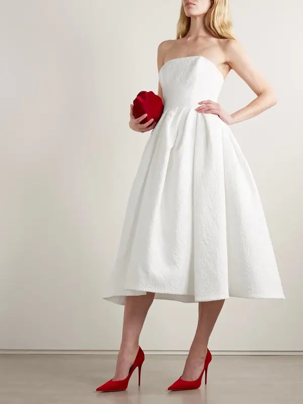 Carolina Herrera Strapless Corset Midi Dress