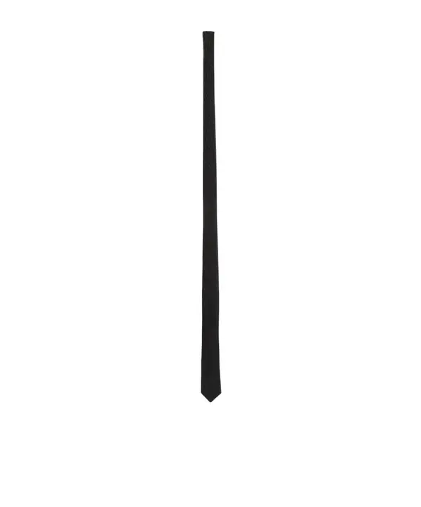 Saint Laurent Monogram Logo Patch Tie - Black