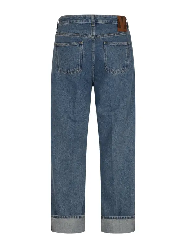 Valentino Garavani Straight Leg Jeans With Logo Patch