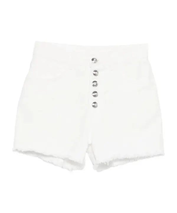 DONDUP Buttoned Frayed-hem Shorts - Latte