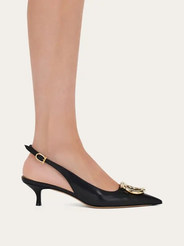 FERRAGAMO Maxi Gancini Slingback Pump - Black