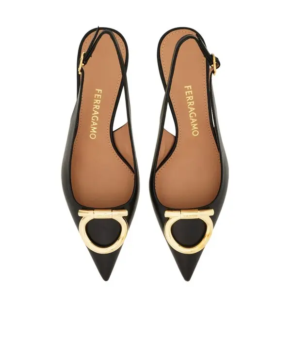 FERRAGAMO Maxi Gancini Slingback Pump - Black