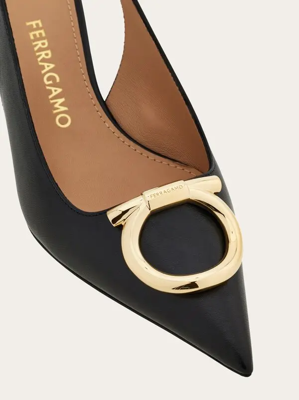 FERRAGAMO Maxi Gancini Slingback Pump - Black