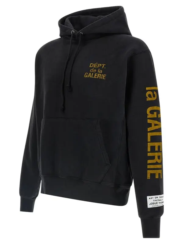 GALLERY DEPT. Long-sleeved Hooded Sweatshirt With Lettering - Black