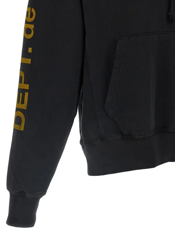GALLERY DEPT. Long-sleeved Hooded Sweatshirt With Lettering - Black