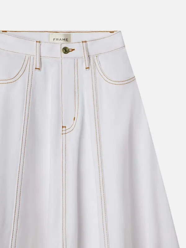 FRAME High Waist Denim Skirt With Contrast Stitching