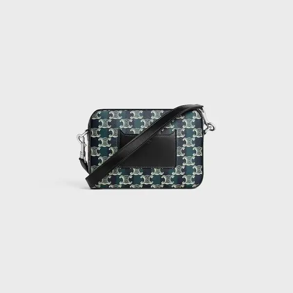 Celine Small Messenger Bag In Striped Triomphe Canvas And Calfskin