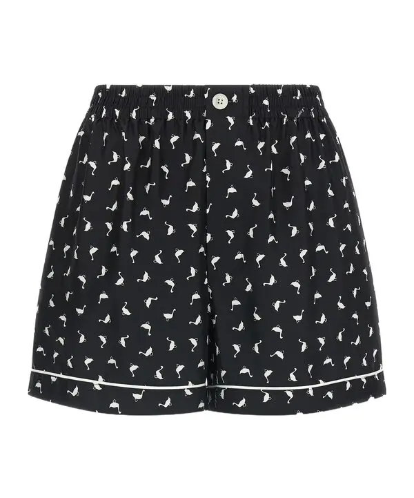 Moschino Allover Printed Satin Shorts - Black
