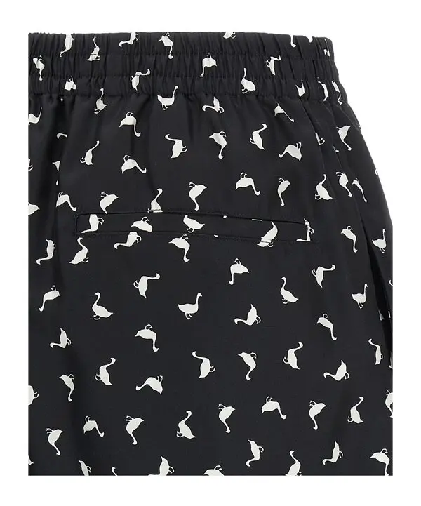 Moschino Allover Printed Satin Shorts - Black