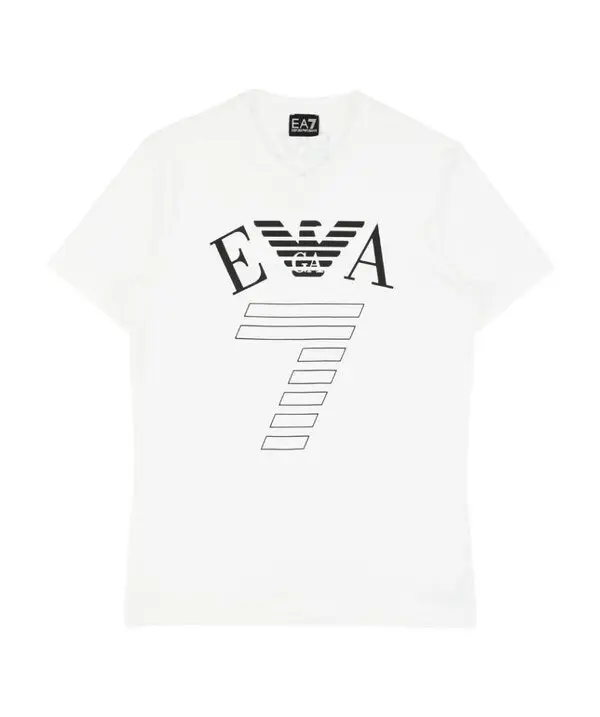 EA7 Logo Round Neck T-shirt - White