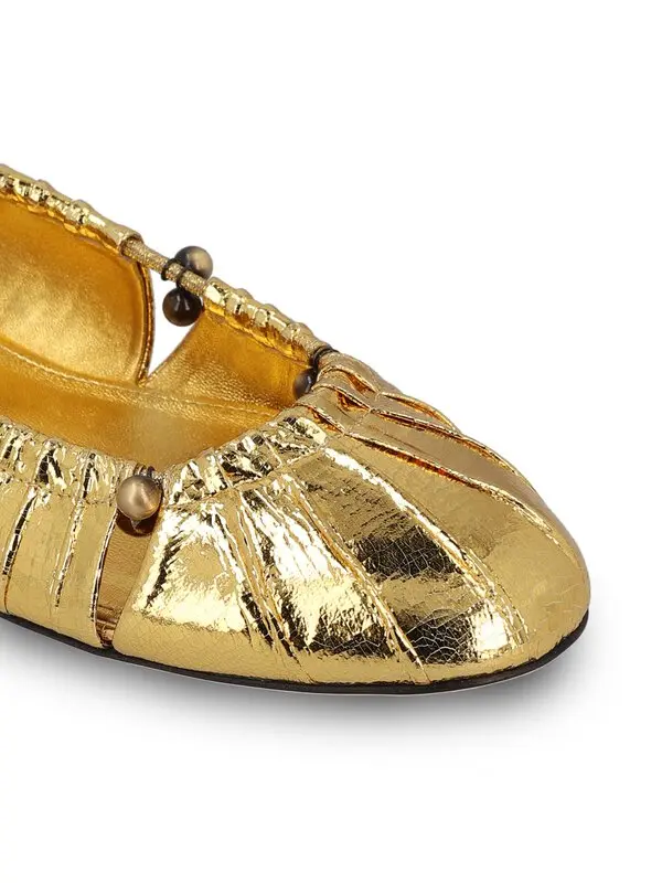 Chloé Luna Cut-out Metallic Ballet Flats - Nude