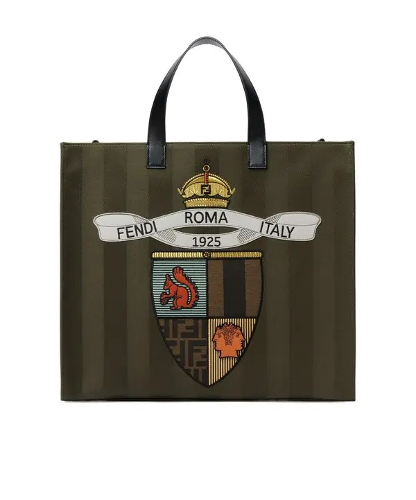 Fendi Club Crest Embroidered Tote Bag - Green