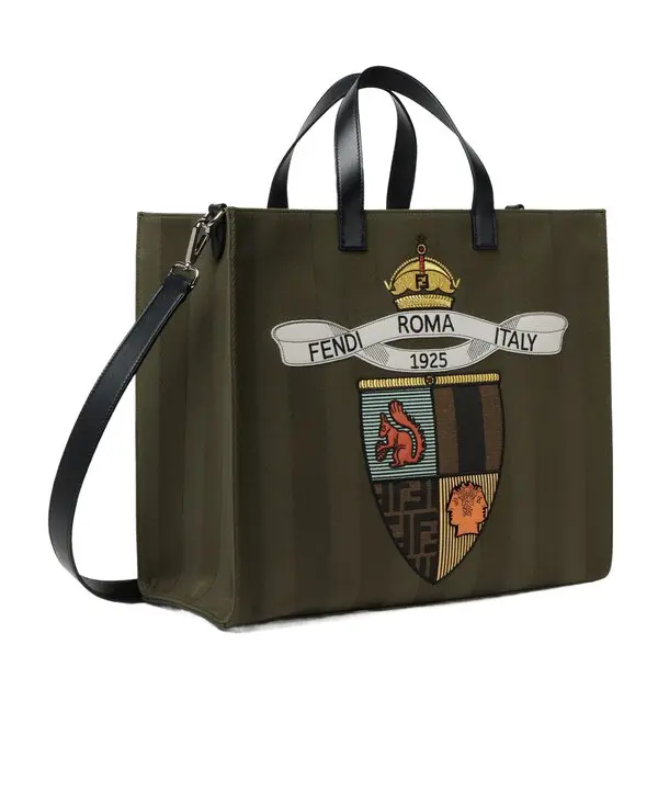 Fendi Club Crest Embroidered Tote Bag - Green