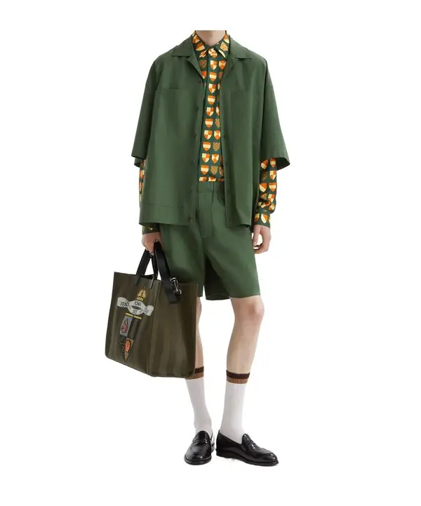 Fendi Club Crest Embroidered Tote Bag - Green