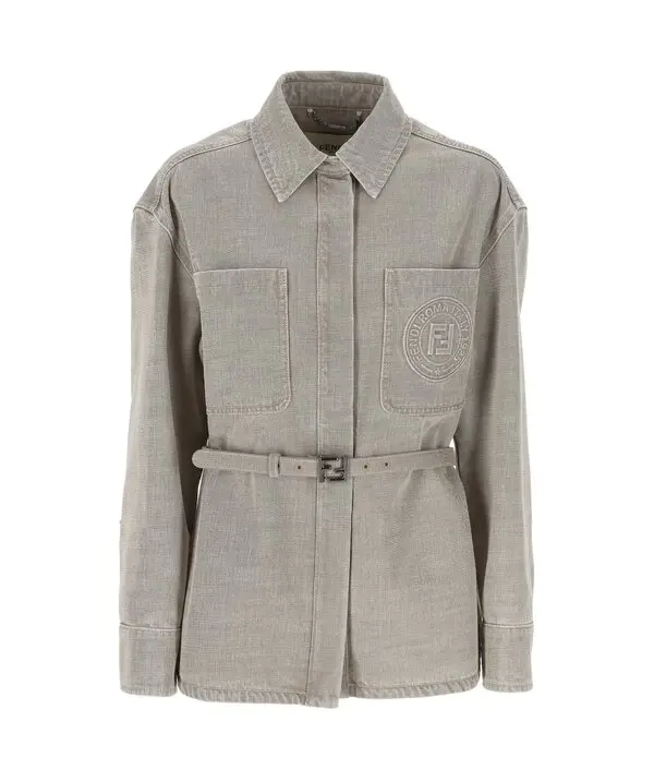 Fendi Belted Waist Denim Jacket - Toffee