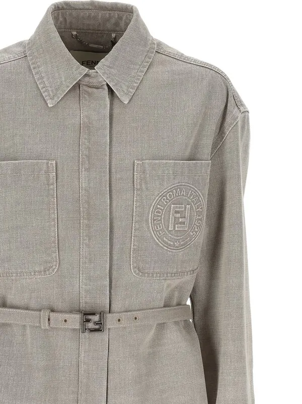 Fendi Belted Waist Denim Jacket