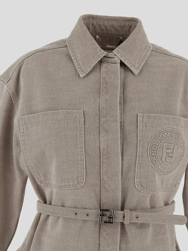 Fendi Belted Waist Denim Jacket
