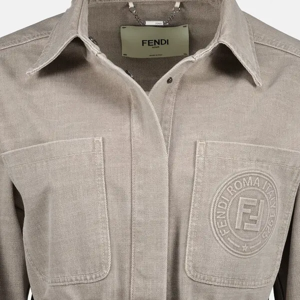 Fendi Belted Waist Denim Jacket