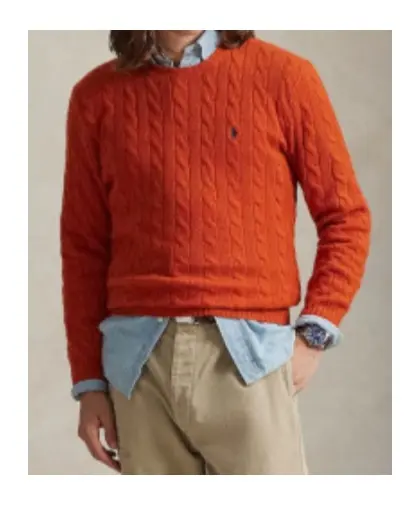 Polo Ralph Lauren Pony Embroidered Cable-knit Jumper - Orange