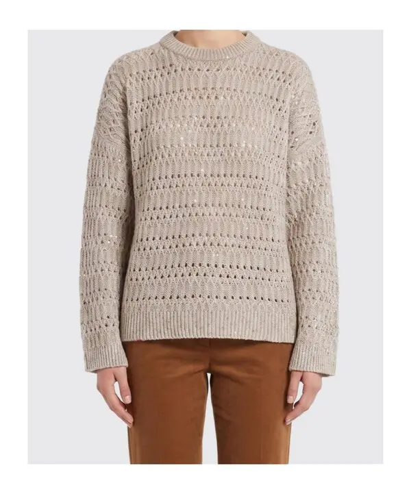 Brunello Cucinelli Crochet Crewneck Jumper - Beige