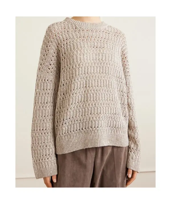 Brunello Cucinelli Crochet Crewneck Jumper - Beige