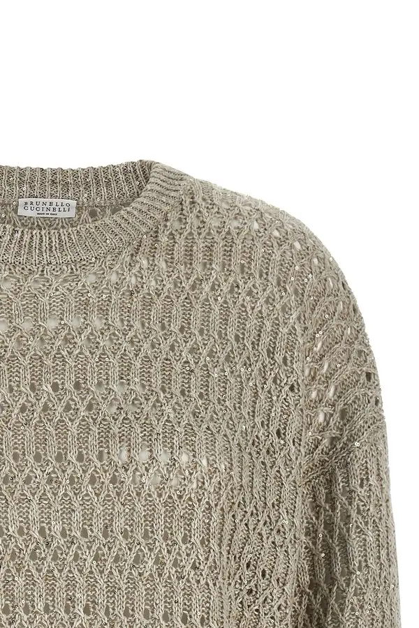 Brunello Cucinelli Crochet Crewneck Jumper - Beige