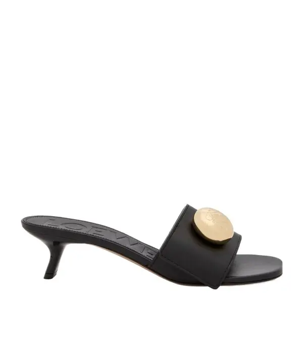 Loewe Pebble Slide Sandals In Soft Calfskin - Black
