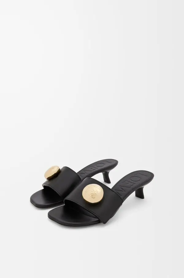 Loewe Pebble Slide Sandals In Soft Calfskin - Black