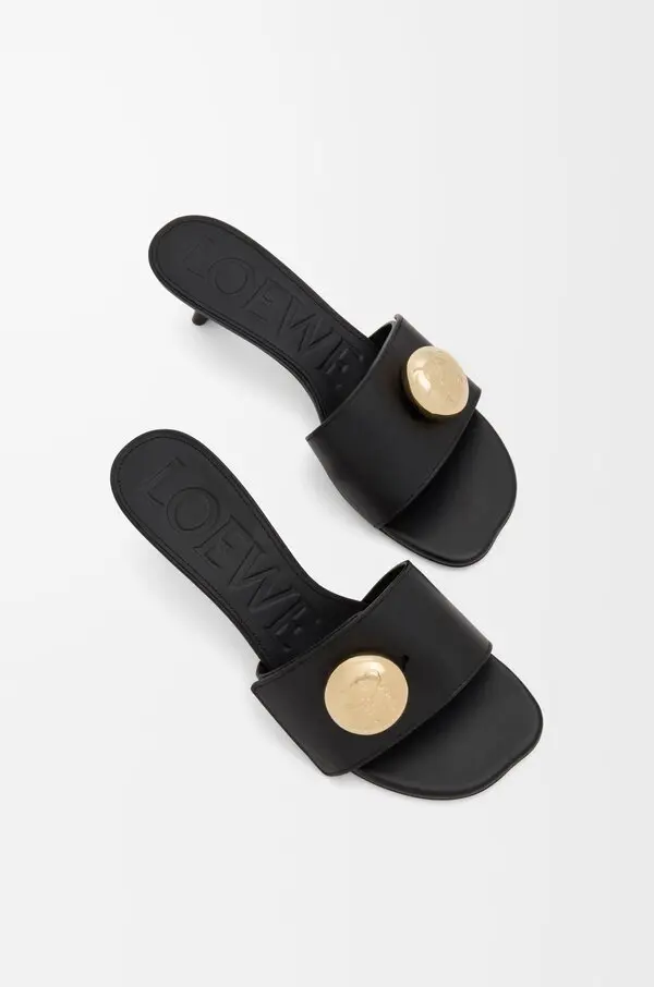 Loewe Pebble Slide Sandals In Soft Calfskin - Black