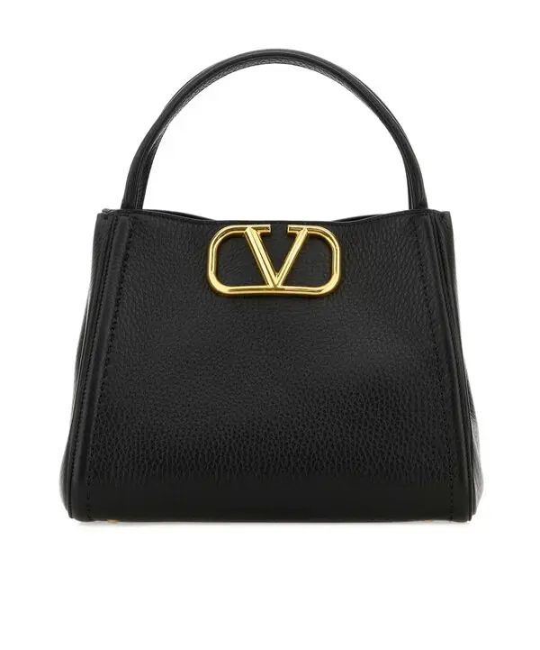 Valentino Garavani Vlogo Plaque Medium Top Handle Bag - Black