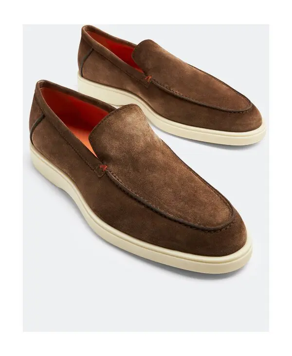 Santoni Almond-toe Slip-on Loafers - Brown