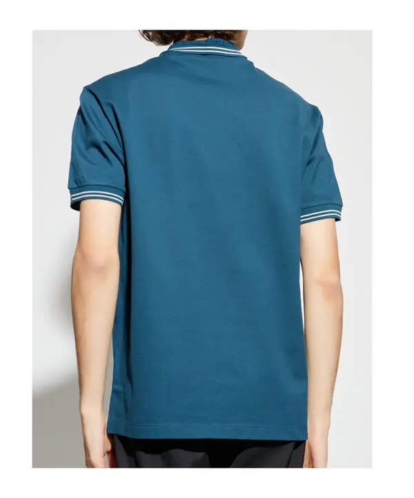 Versace Medusa Embroidered Short-sleeved Polo Shirt - Blue