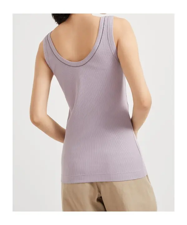 Brunello Cucinelli Ribbed Scoop Neck Tank Top - Lavender