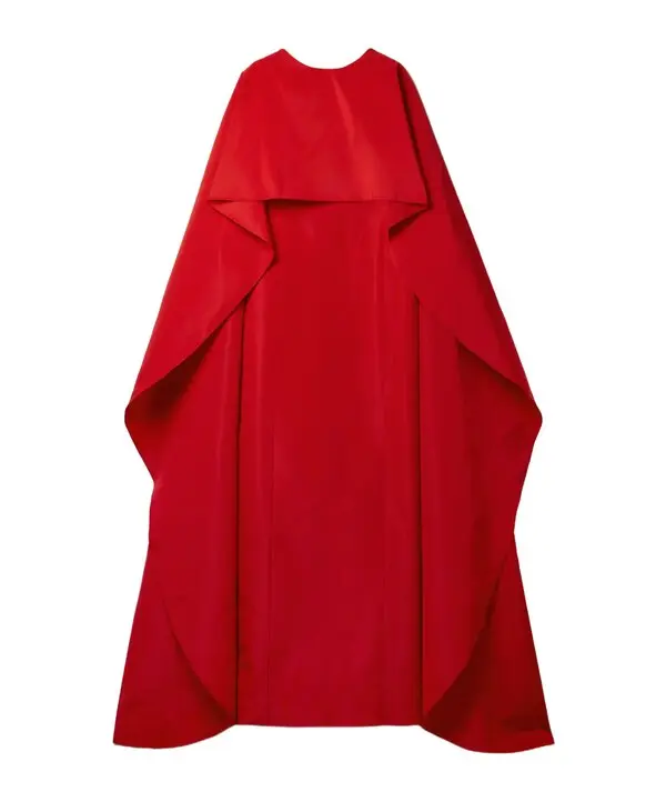 Carolina Herrera Shawl-style Pleated Silk Satin Gown