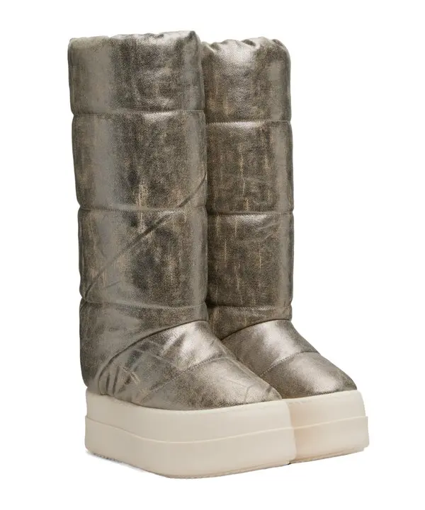 Rick Owens Mid-calf Quilted Denim Boots - Gray