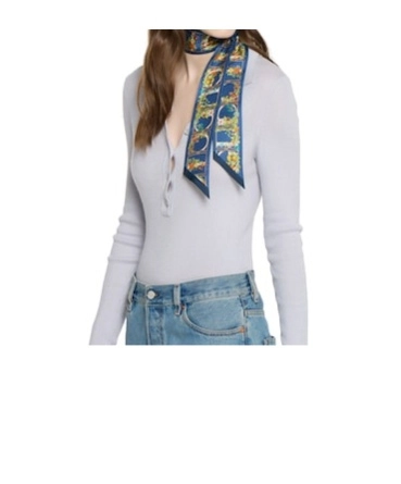 Gucci Printed Silk Twill Neck Bow - Dark Blue