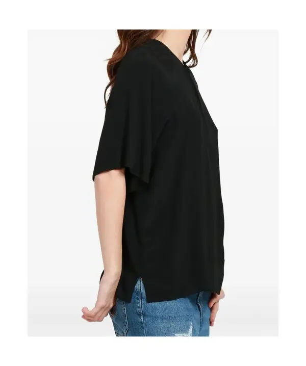 SEMICOUTURE Keyhole Neckline Top With Slit Hem
