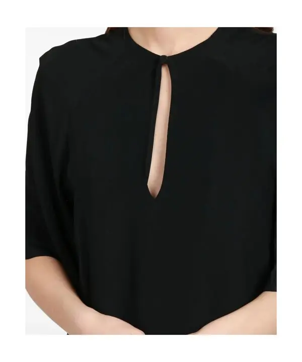 SEMICOUTURE Keyhole Neckline Top With Slit Hem
