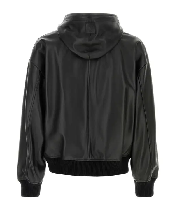 Loewe Leather Hooded Jacket With Anagram Patch