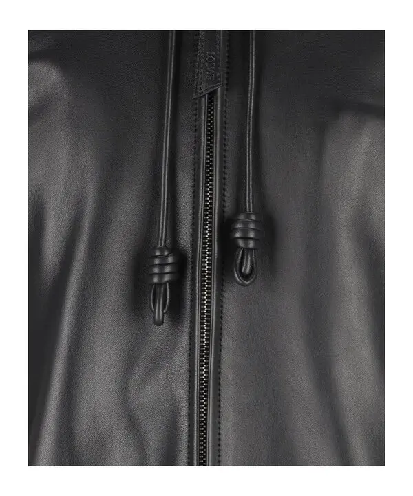 Loewe Leather Hooded Jacket With Anagram Patch