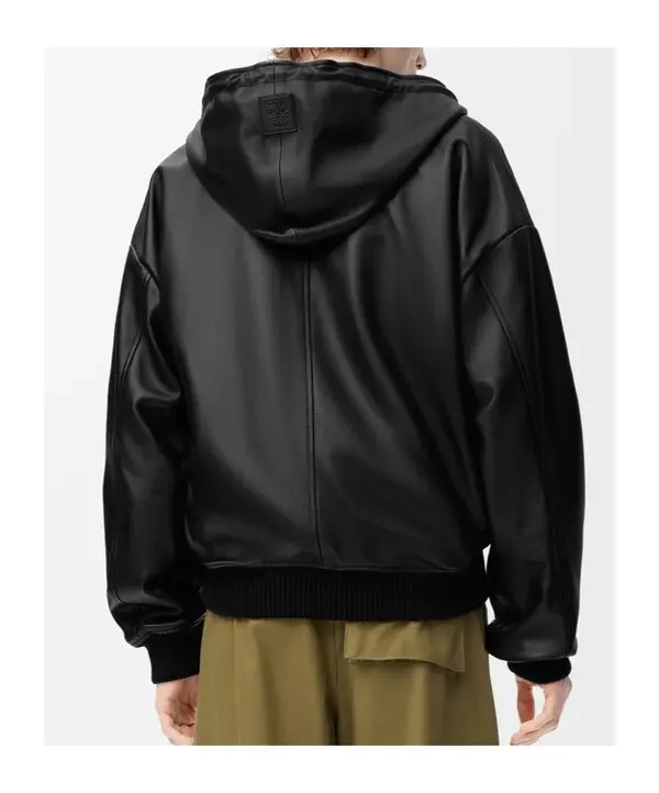 Loewe Leather Hooded Jacket With Anagram Patch