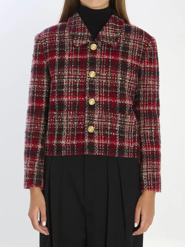 Celine Charlotte Jacket In Check Wool - No