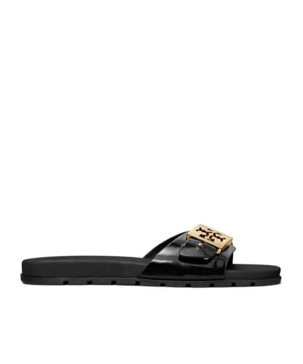 Tory Burch Buckle Slip-on Slides - Black
